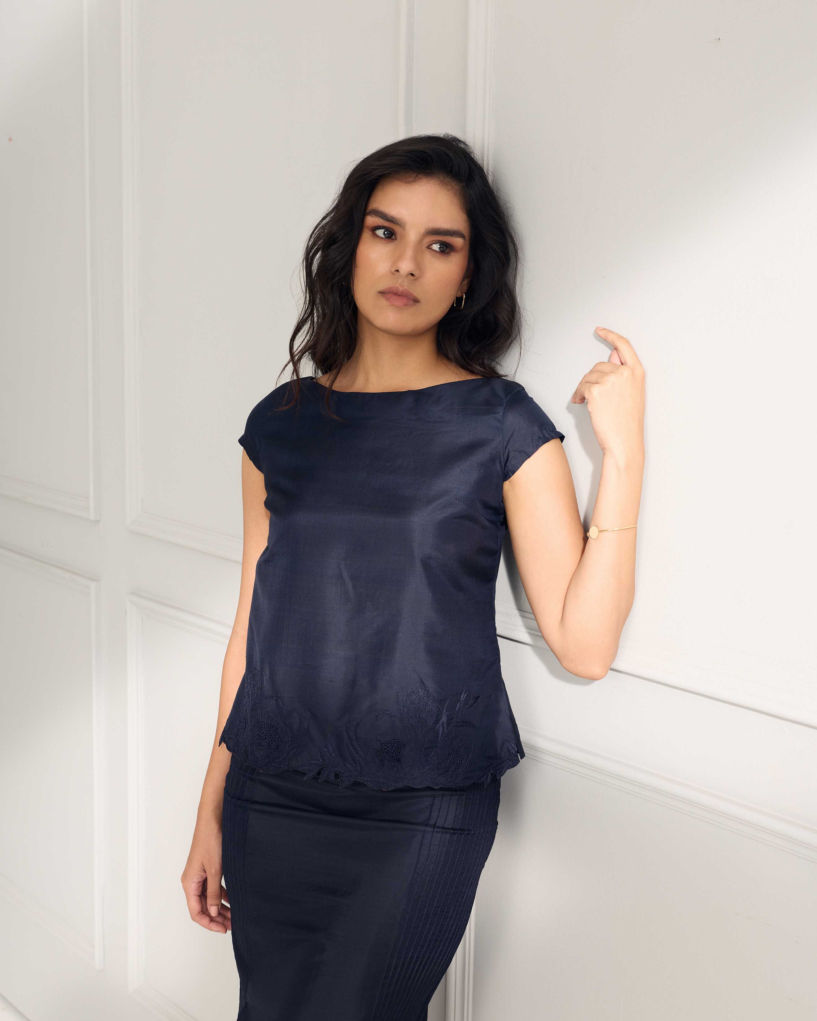 Mulberry Silk Embroidered Cap Sleeve Top – Eighth Hour US